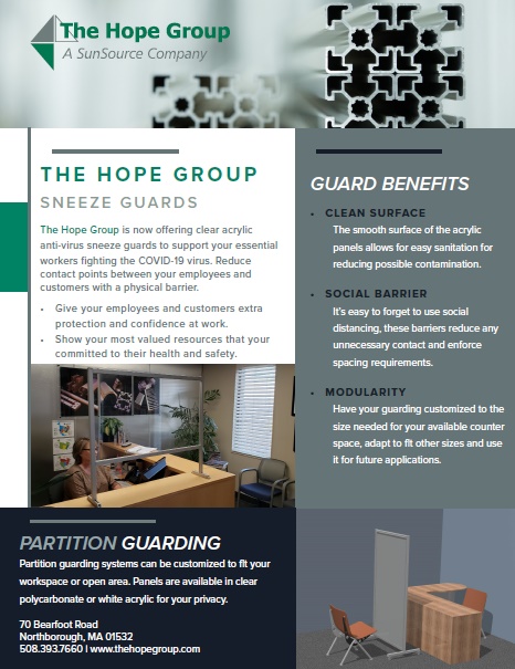 Sneeze Guards Made With Aluminum Framing - The Hope Group